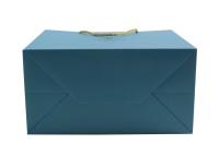 China CMYK Logo Blue Paper Bags With Handles Handmade 200gsm Paper Material for sale