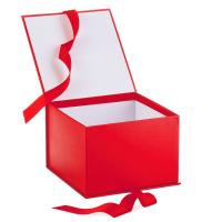 China Shredded Paper Filler Rigid Packaging Box 0.75oz Grosgrain Ribbon Luxury Gift Box for sale