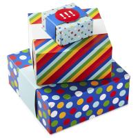 China Die Cut Birthday 3 Pack Rigid Packaging Box Diagonal Striped for sale