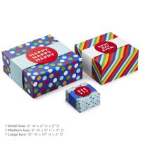 China Die Cut Birthday 3 Pack Rigid Packaging Box Diagonal Striped for sale