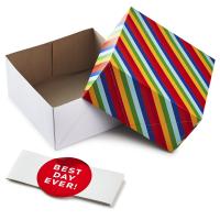China Die Cut Birthday 3 Pack Rigid Packaging Box Diagonal Striped for sale