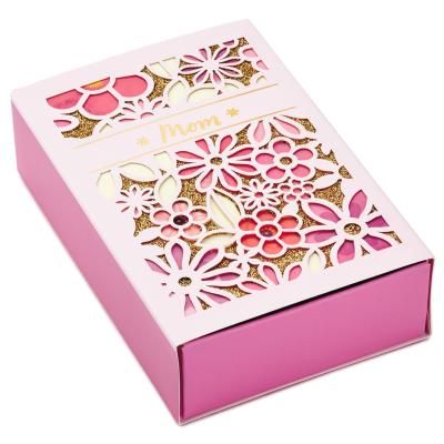 China Floral Small Slide Open Cardboard Paper Box For Mother'S Day for sale