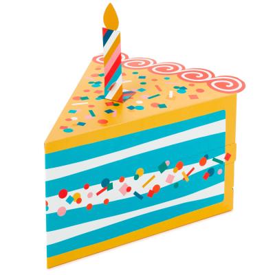 China Piece Of Cake Fun Zip Gift Box , Cake Presentation Box Wedge shaped for sale