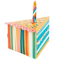 China Piece Of Cake Fun Zip Gift Box , Cake Presentation Box Wedge shaped for sale