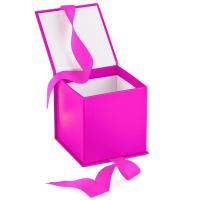 China Custom Printed Handmade Luxury Pink Small Gift Box With Shredded Paper Filler for sale