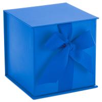 China Royal Blue Small Gift Rigid Cardboard Packaging With Shredded Paper Filler for sale