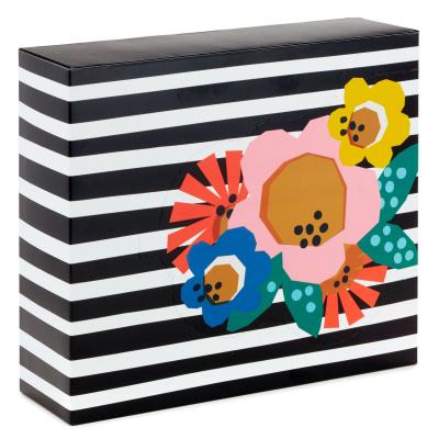 China Floral And Stripes Fun Zip Gift Rigid Packaging Box Glossy / Matt Lamination for sale