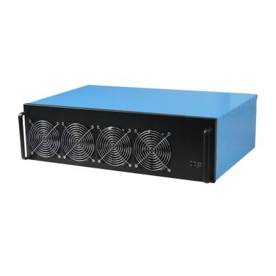 China 8 GPU Bitcoin Miner Mining Rig Case with Power Supply and Fans 65mm Spacing for sale