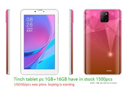 China 1024*600 DDR 1GB SSD 16GB Kids Tablet PC Android 5.0 CPU CortexTM A7 for sale