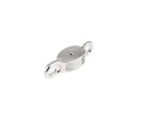 China 30mm Zinc Alloy Diecast Fixed Style Nylon Sheave Pulley With Double Ended Eye for sale