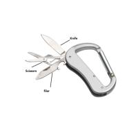 China Multifunctional Camping carabinier Aluminum Hiking Snap Hook Carabiner With Scissors, Knife, Filer for sale