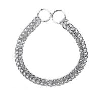 China Double Triple Pets Choke Chain Dog Training Metal Choke Chain Collar With Welded Ring for sale