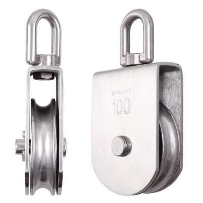 China Stainless Steel Single Pulley Heavy Duty Single Wheel Swivel Lifting Rope Pulley for sale