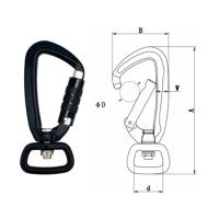China Square Swivel Type Aluminum Climbing Carabiner Self Locking for sale