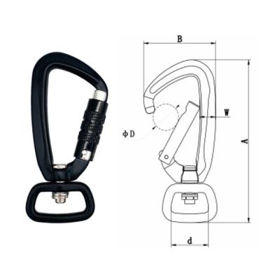 China Square Swivel Type Aluminum Climbing Carabiner Self Locking for sale