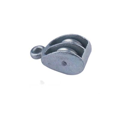 China Diecast Iron pulley black color block double wheel fixed style pulley metal pulley for sale