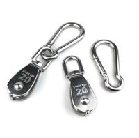 China Single Pulley Block Swivel Roller With Snap Hook Wire Rope Hanging Pulley Wheel, with Spring Snap Hook for sale