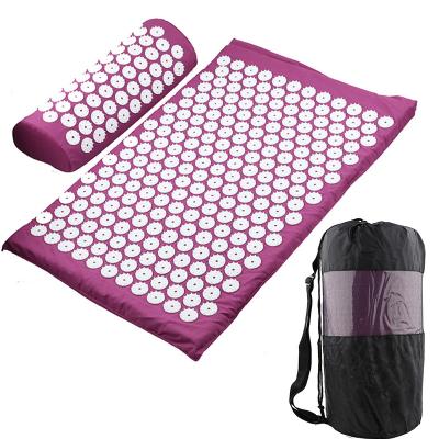 China Acupressure Mat and Neck Pillow Set 68x42cm Cotton PP Spike Cushion for Pain Relief for sale