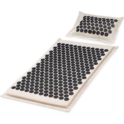 China Linen Brown Natural Acupressure Mat 68x42cm with 50pcs Acupressure Pillow for Headaches for sale