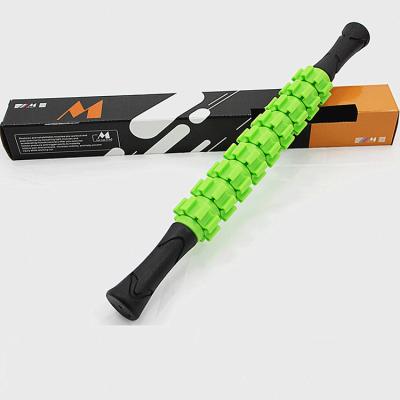 China 17.5x1.5in Green Massage Stick Hand Held Roller for Muscles Stainless Steel Tube for sale