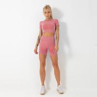 China Seamless Yoga Set 3cm Wide Two Piece Shorts and Crop Top for Women S-XXL for sale
