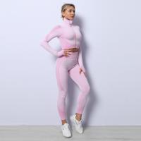 China ZHIHUI Seamless Yoga Set High Waist Leggings Long Sleeve Crop Top S-XXL for sale