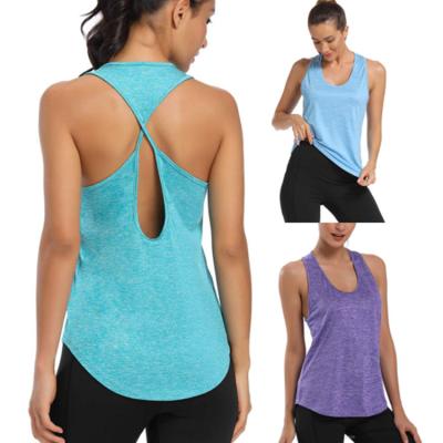 China SGS Breathable Loose Fitting Yoga Tops Plus Size Open Back Workout Tops Moisture Wicking for sale