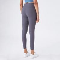 China ODM Plum Red Seamless Yoga Leggings Women High Waist Ruched Bum Spandex 82cm Length for sale