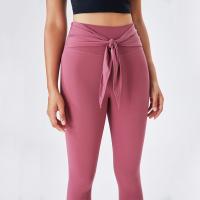 China ODM Plum Red Seamless Yoga Leggings Women High Waist Ruched Bum Spandex 82cm Length for sale