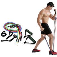 China 11 Pcs Resistance Bands Set 150lbs Natural Latex Exercise Bands with Handles Ankle Straps Door Anchor for sale