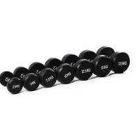 China Washable Neoprene Dumbbell Set 1kg 2kg Custom Logo Black Fitness Round Rubber Dumbbell for sale