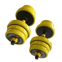 China 10kg Yellow Adjustable Dumbbell Barbell Solid Home Workout With Barbell And Dumbbell for sale