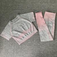 China Blue Variegated Stretchable Seamless Yoga Set Eco Sustainable Women Activewear S-4XL for sale