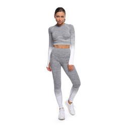 China Round Neckline 85% Nylon Seamless Yoga Sets Gradient Blue Tie Dye Workout Set for sale