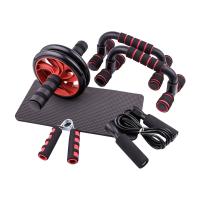 China 5 in 1 Ab Wheel Roller Set 22x16cm Dual Wheel Home Gym Abdominal Muscle Trainer for sale