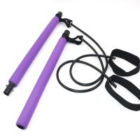 China 50cm Colorful Tone Up Pilates Bar Exercise Expander Yoga Pilates Stick with Resistance Bands for sale