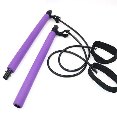 China 50cm Colorful Tone Up Pilates Bar Exercise Expander Yoga Pilates Stick with Resistance Bands for sale