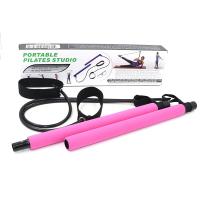China 50cm Colorful Tone Up Pilates Bar Exercise Expander Yoga Pilates Stick with Resistance Bands for sale