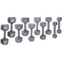 China Rubber Coated Hex Dumbbell Set 2.5kg to 60kg Anti Slip Cast Iron Kettlebell for sale