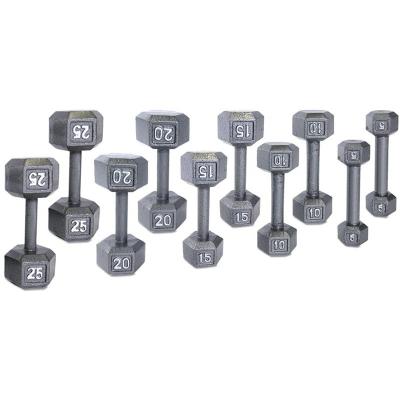 China Rubber Coated Hex Dumbbell Set 2.5kg to 60kg Anti Slip Cast Iron Kettlebell for sale