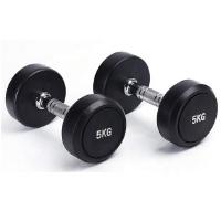 China Washable Neoprene Dumbbell Set 1kg 2kg Custom Logo Black Fitness Round Rubber Dumbbell for sale