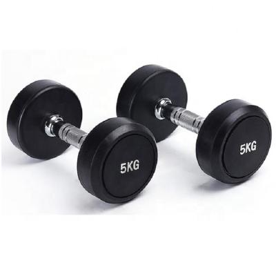 China Washable Neoprene Dumbbell Set 1kg 2kg Custom Logo Black Fitness Round Rubber Dumbbell for sale