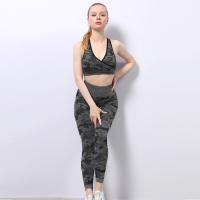 China Seamless High Waist Yoga Leggings and Sports Bra Set 3D Criss Cross Back Nylon Spandex S-XL for sale