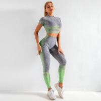 China Blue Variegated Stretchable Seamless Yoga Set Eco Sustainable Women Activewear S-4XL for sale