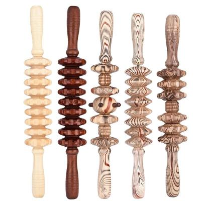 China SGS Certified Wooden Massage Roller Stick 39cm 18cm for Body Acupuncture Muscle Relaxation for sale