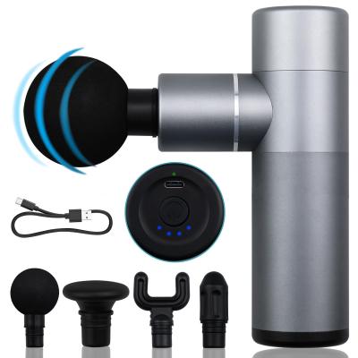 China Mini Massage Gun 4 Heads Deep Tissue Muscle Vibration Body Massager for sale