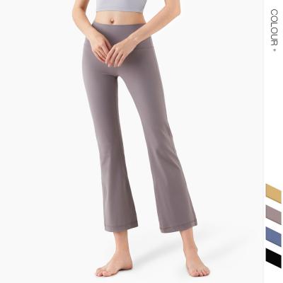 China High Waisted Flare Wide Leg Yoga Pants 81% Nylon 19% Spandex Custom Logo OEM for sale