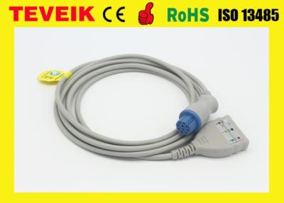 China Round 10 Pin ECG Trunk Cable For Datex Patient Monitor , LL Type 3 Leads ECG Patient Cable for sale