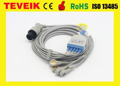 China 5 Leads Snap ECG Cable Reusable With Clip For Nellco-r Patient Monitor for sale