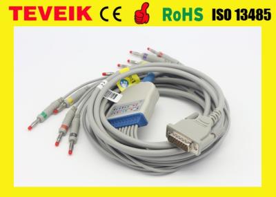 China 10 Lead Banana 4mm Schiller Ecg Holter Ekg Cable With Protection Resistor for sale